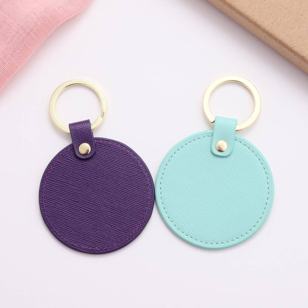 Personalised Initial Leather Round Key Ring By attic ...