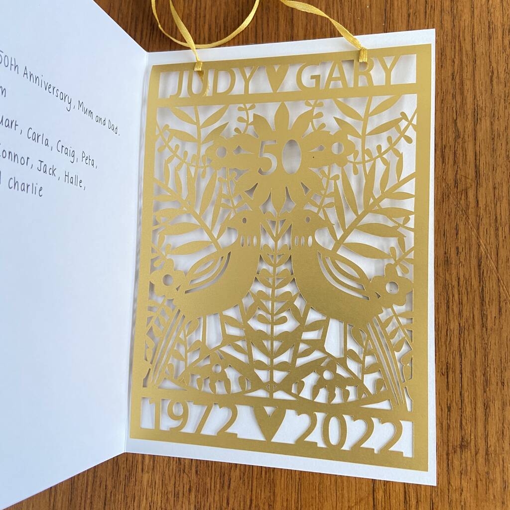 Golden Wedding Anniversary Papercut By Caroline Rees ...
