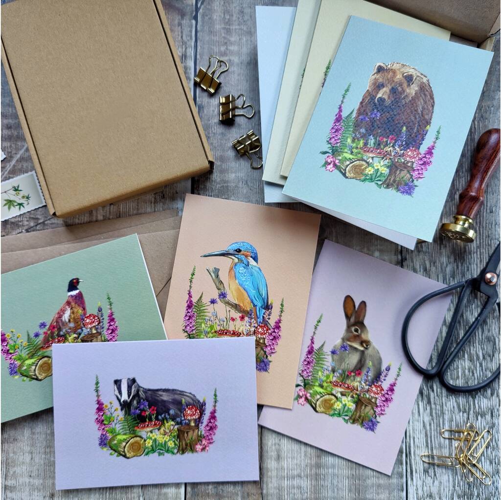 Set Of Eight Woodland Animal Notecards And Envelopes By Paper Willow ...