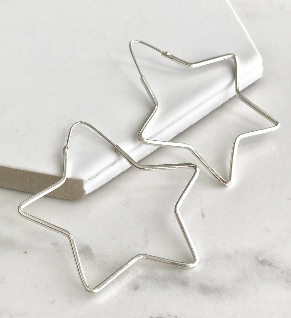 sterling silver star hoops by la belle et la bete | notonthehighstreet.com