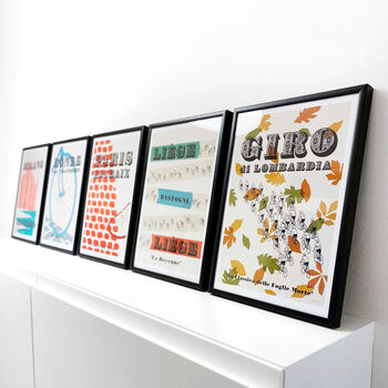 Cycling Monuments Posters, Art For Cyclists, Set Of Five Prints For ...