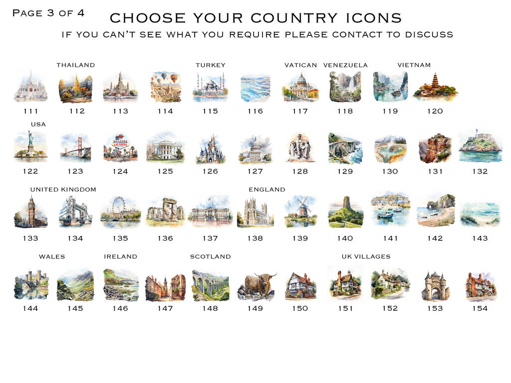 Wedding Table Names With Destination Icons By Ottie Design ...