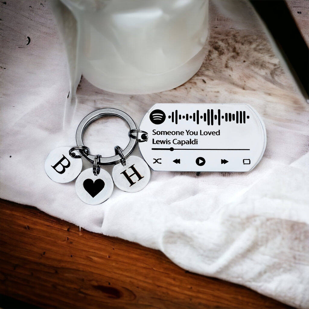 Silver Music Qr Code, Custom Engraved, Song Keyring By Taylor Cut Co ...