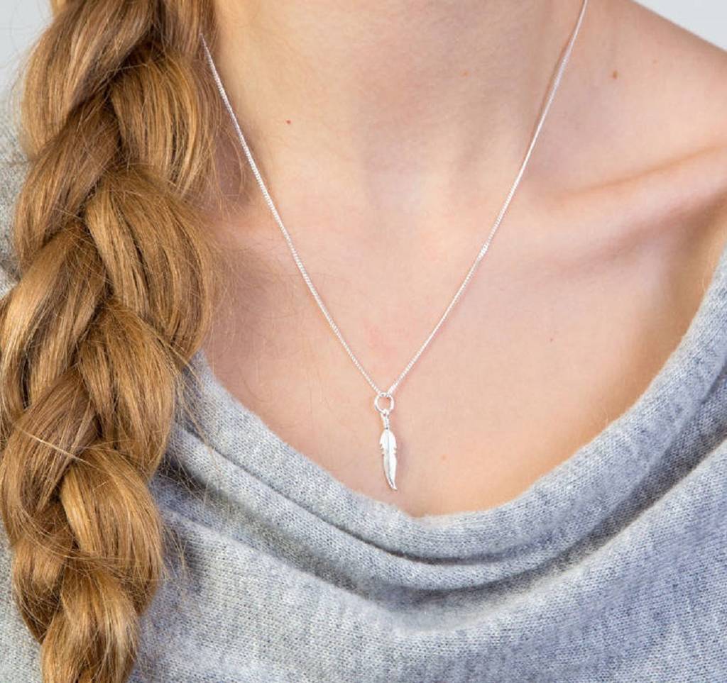 sterling silver feather necklace by lovethelinks | notonthehighstreet.com