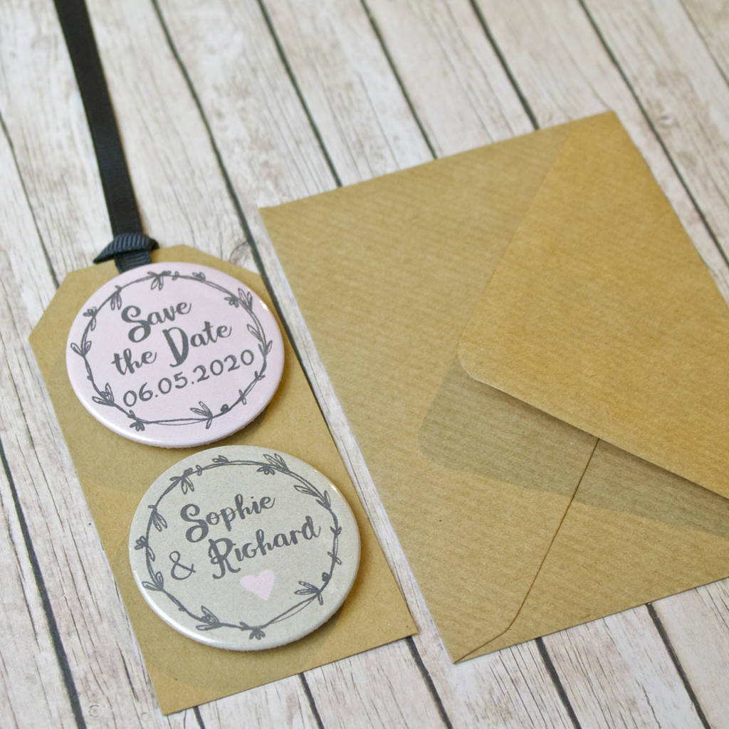 Personalised Garland Magnets Save The Date And Envelope By Bedcrumb 
