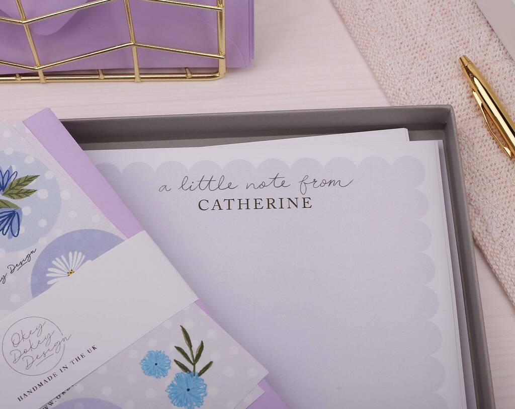 Personalised Floral Writing Paper Gift Box Set By Making Meadows ...