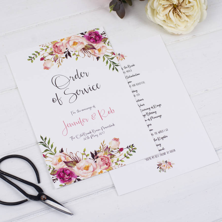 Wedding Order Of Service Layout