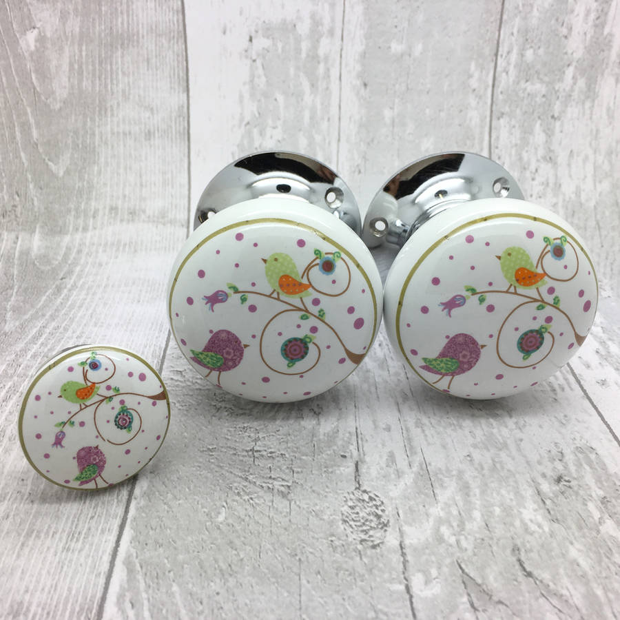 birds cupboard and mortice ceramic door knobs by g decor | notonthehighstreet.com