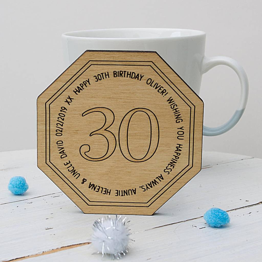 Personalised 30th Birthday Keepsake Coaster Card By Neltempo