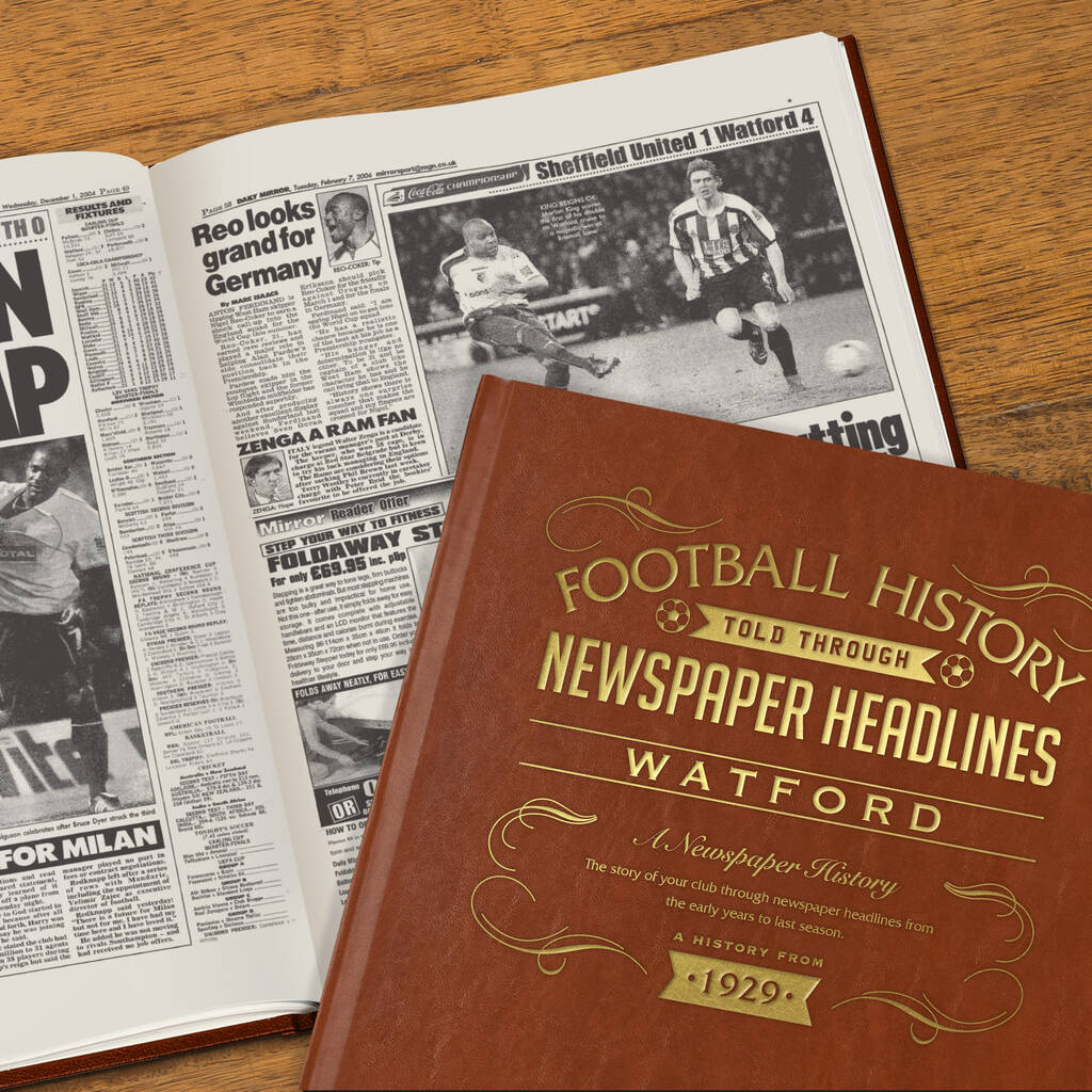 Watford Personalised Football Gift Newspaper Book By Historic ...