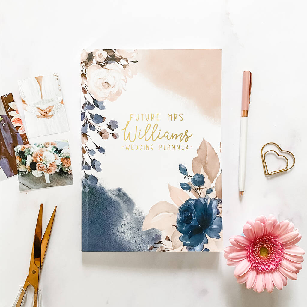 Personalised Engaged Gift | Navy Rose Wedding Planner By Hem Studios ...