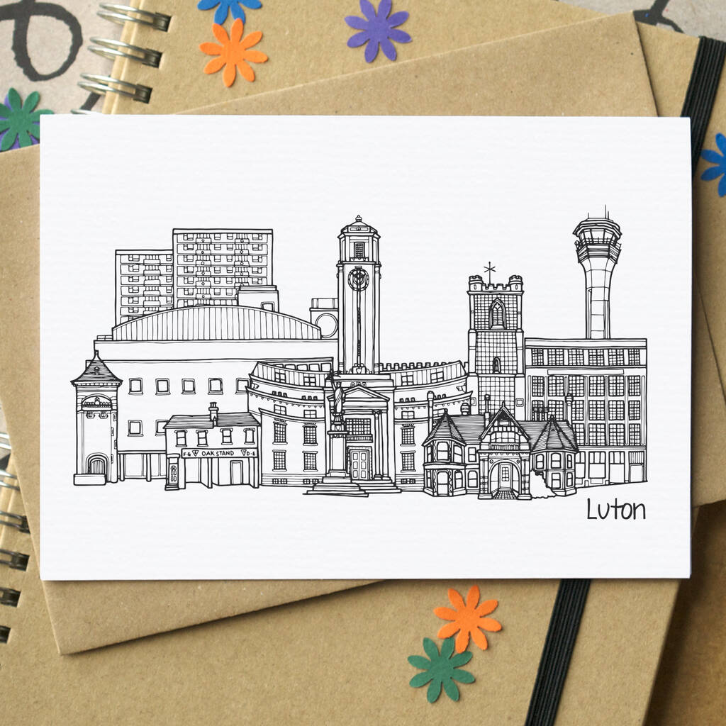 Luton Skyline Art Print Unframed By Becka Griffin Illustration ...