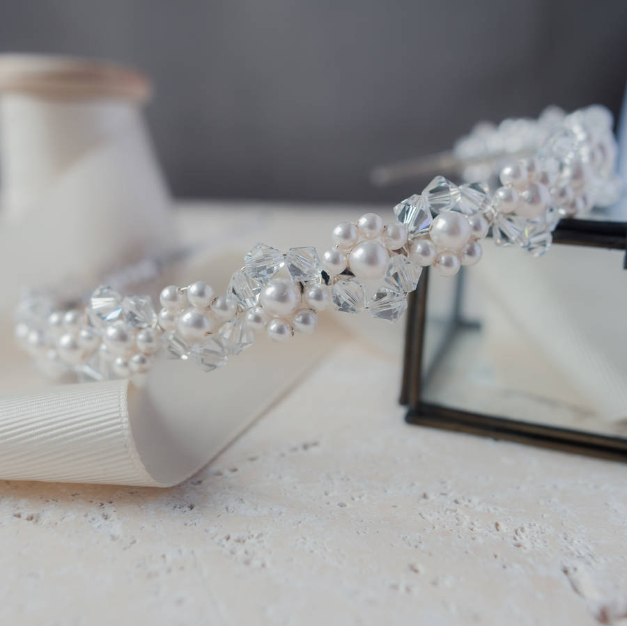 Pearl And Crystal Bridal Headband By Melissa Morgan Designs
