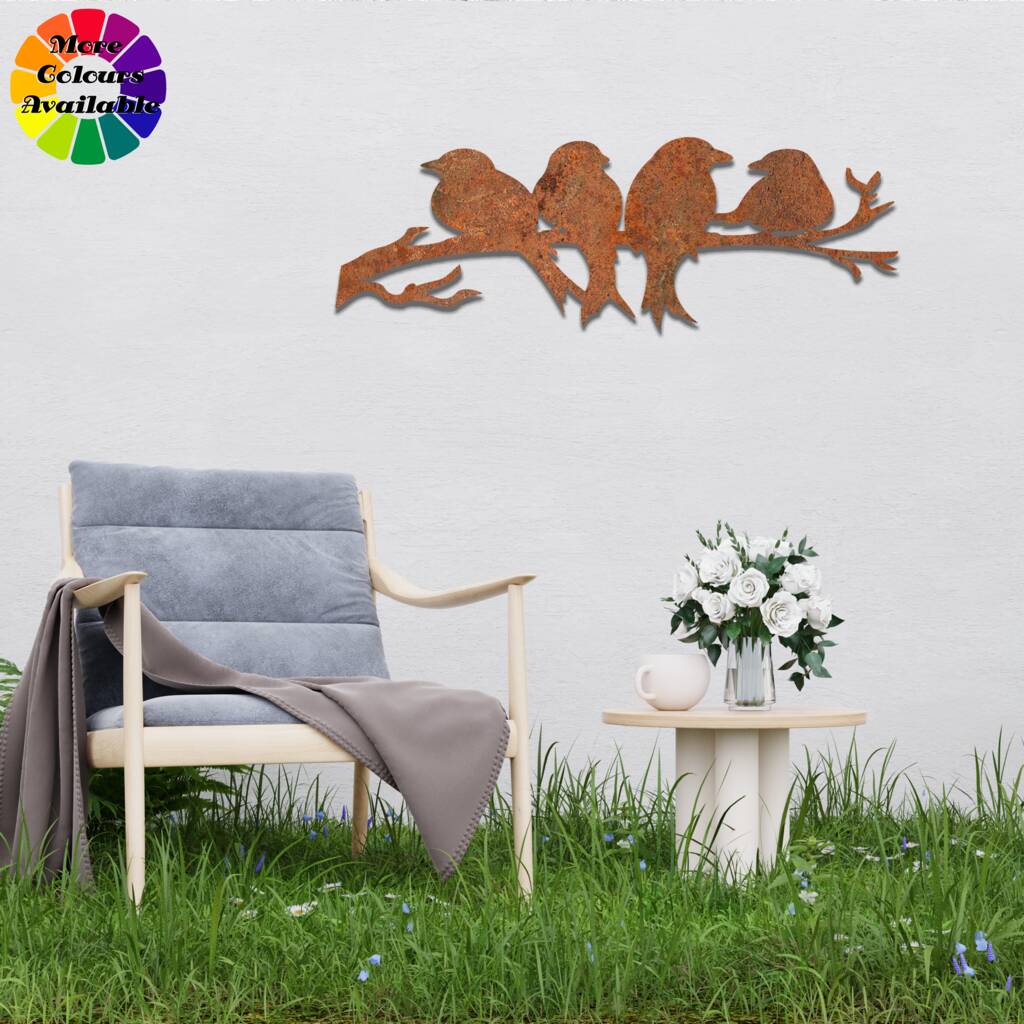 Small Metal Birds On A Branch Metal Garden Art By Duke Craft ...