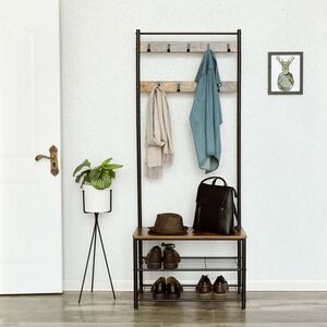 Vintage Hat Coat Rack Stand Organiser With Shoe Bench By Momentum ...