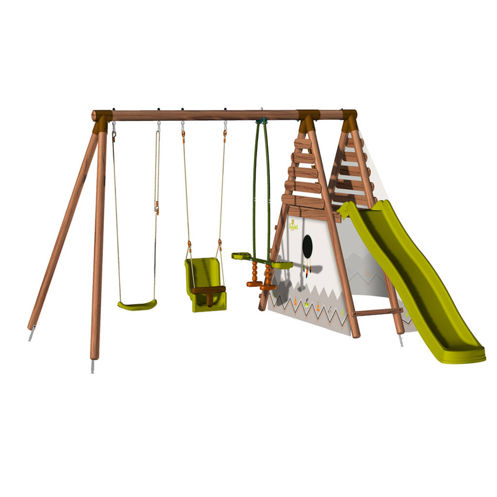 Camelia Wooden Swing Set With Slide By Garden Chic