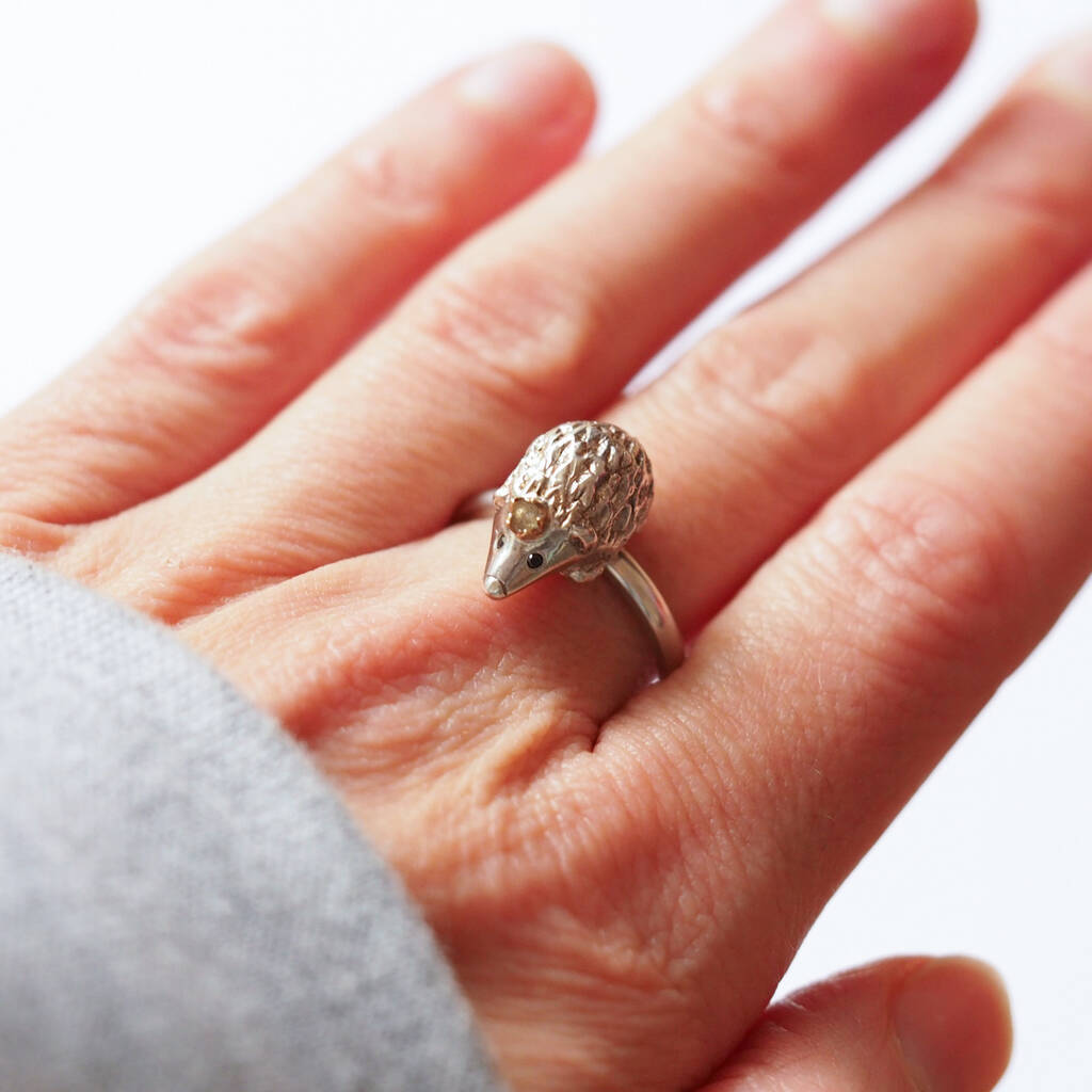 Hedgehog Ring. Silver, Gold & Black Diamonds By RockCakes ...