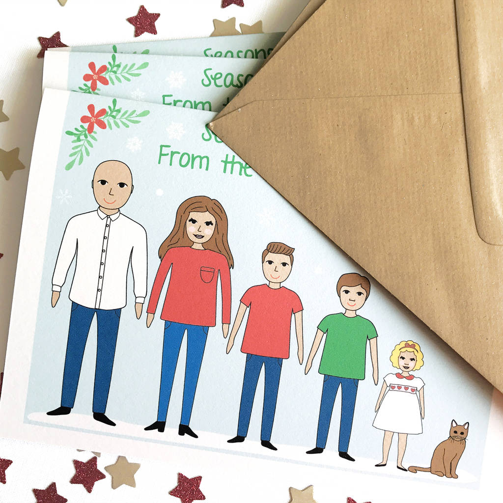 personalised family portrait christmas card pack by superfumi ...