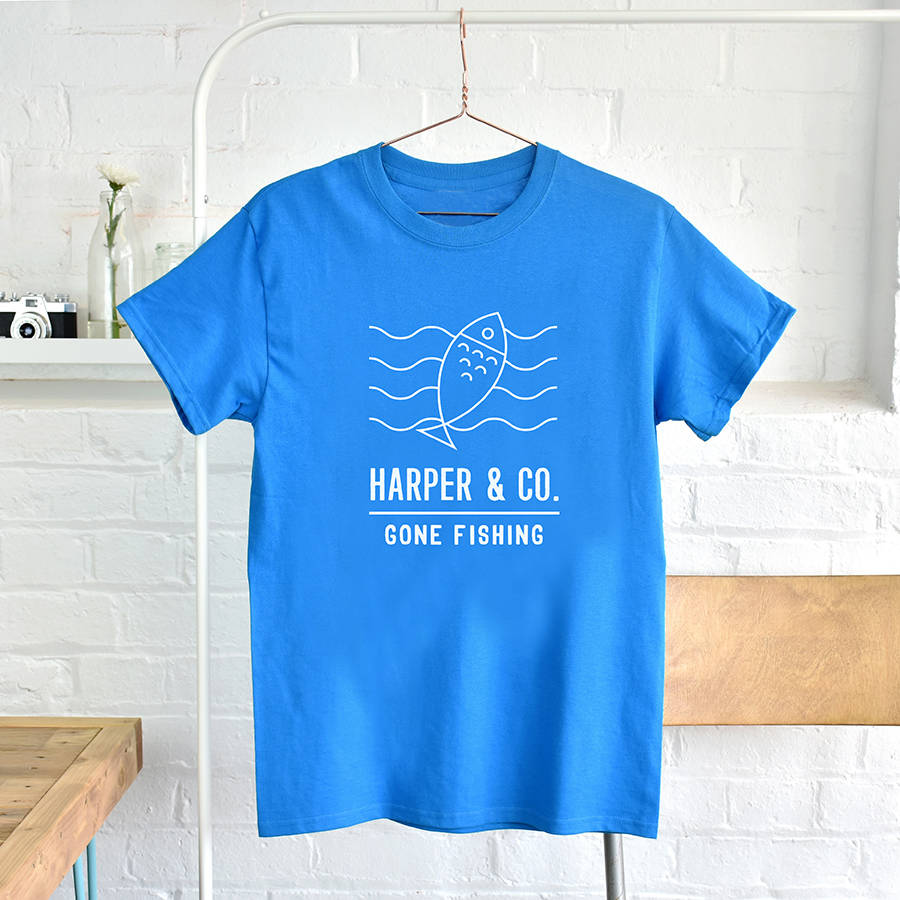 'gone Fishing' Personalised Adventure Men's T Shirt By Ellie Ellie ...