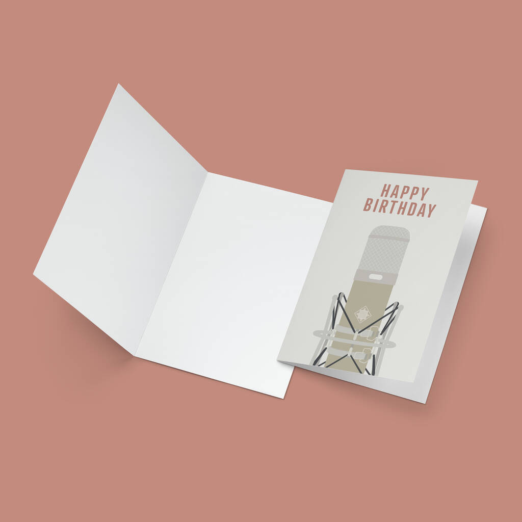 Microphone Birthday Card | Music Greetings Card By Thirty Forest ...