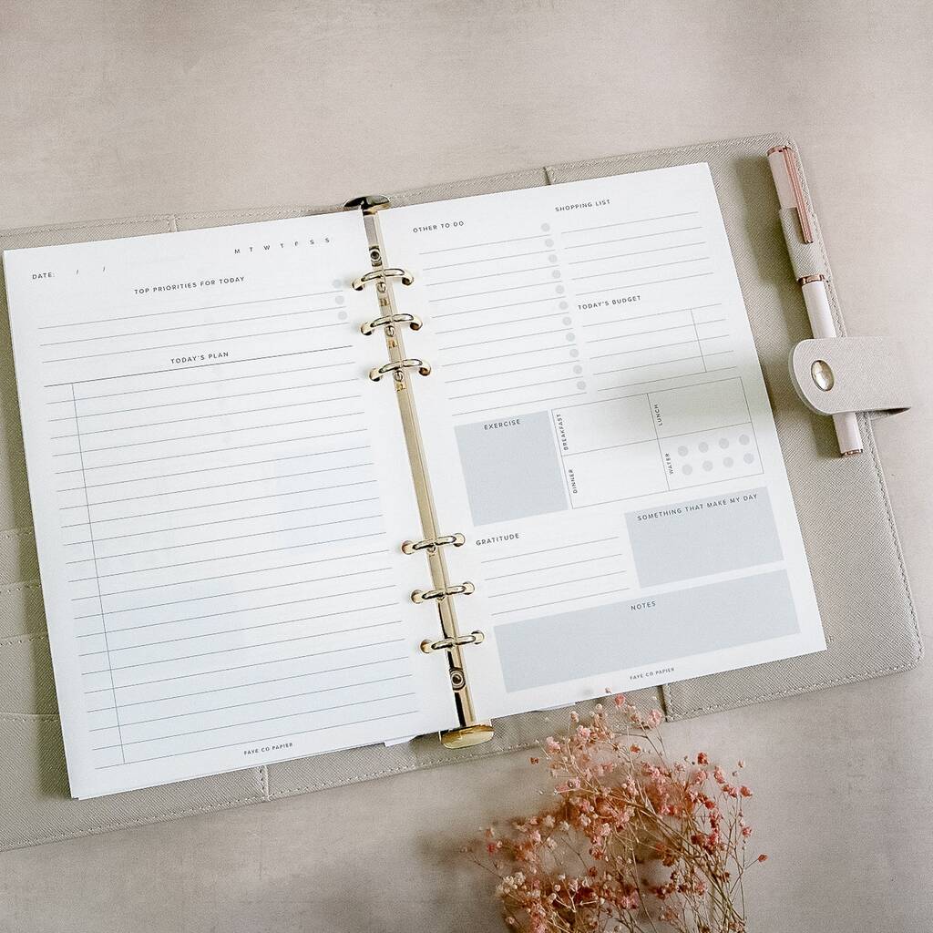 Minimal Printed Daily Planner Inserts A5 By Faye Co Papier ...