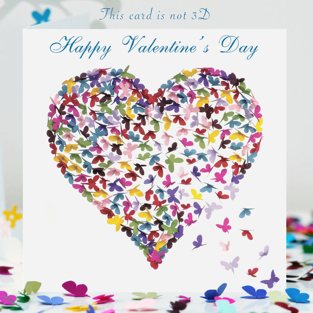 Valentine's Day Butterfly Heart Card Kaleidoscope By Inkywool Butterfly ...