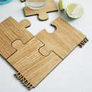 set of four personalised cut out wooden jigsaw coasters by wood paper ...