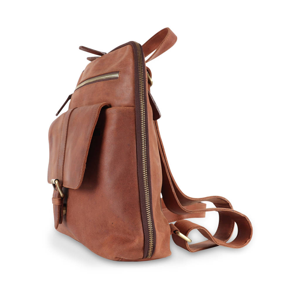 Bobbi Leather Double Zip Backpack By The Leather Store ...
