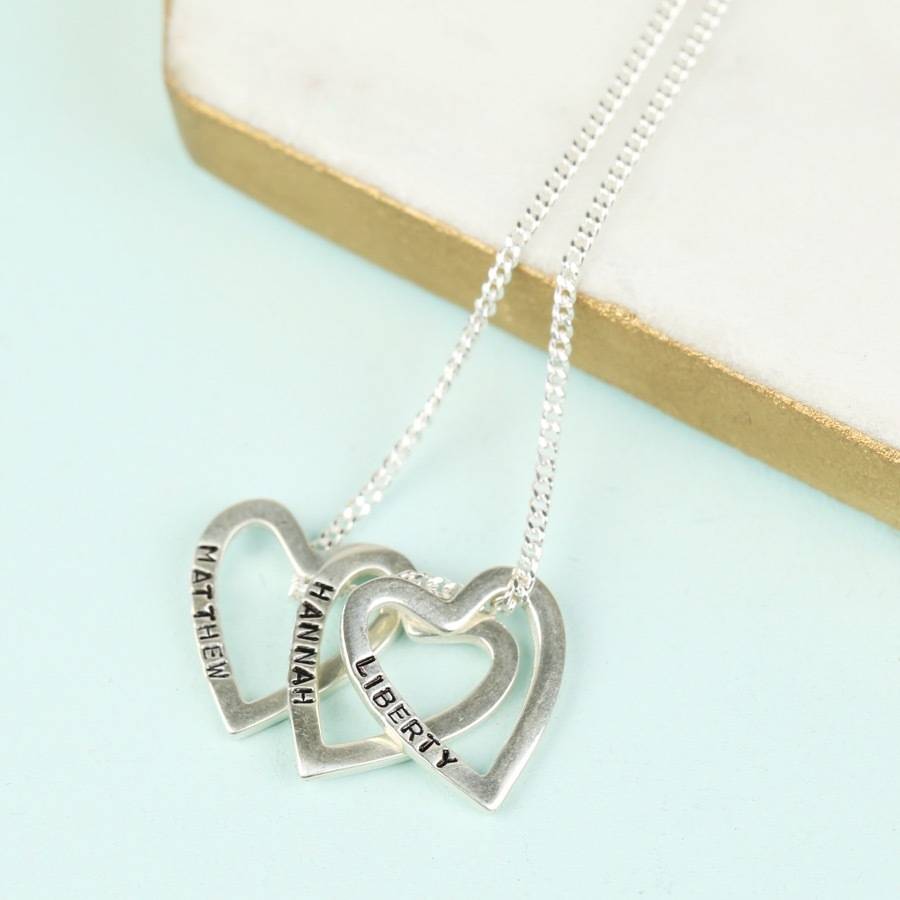 personalised sterling silver multi heart necklace by lisa angel ...