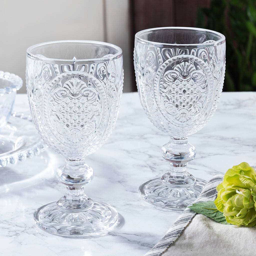 Set Of Four Baroque Glass Wine Goblets By Dibor | notonthehighstreet.com