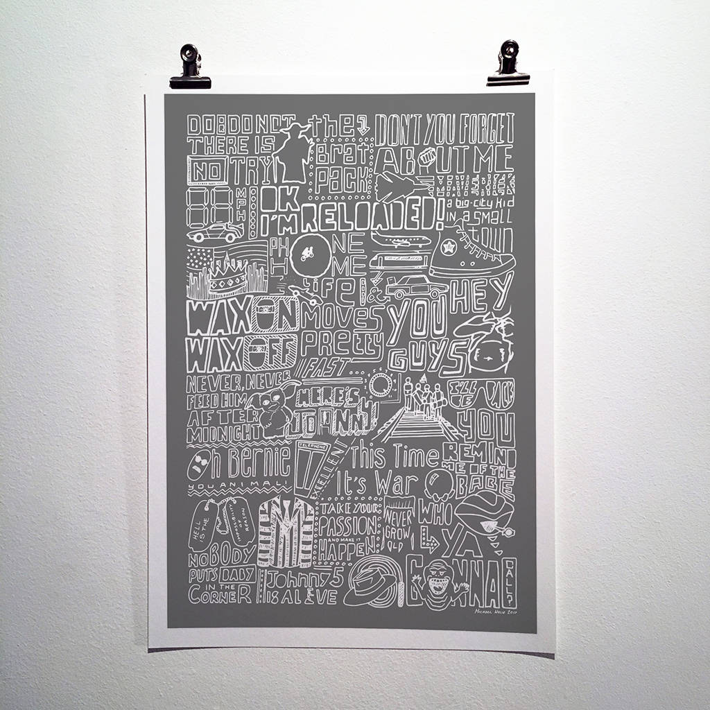 1980s eighties classic film movie print by sketchbook design ...