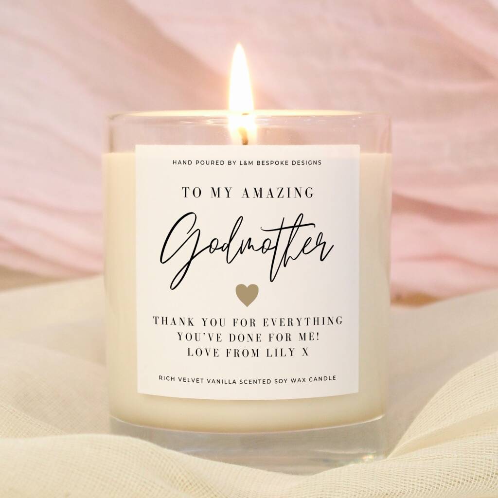 Godmother Gift Personalised Amazing Godmother Candle By L&M Bespoke Designs