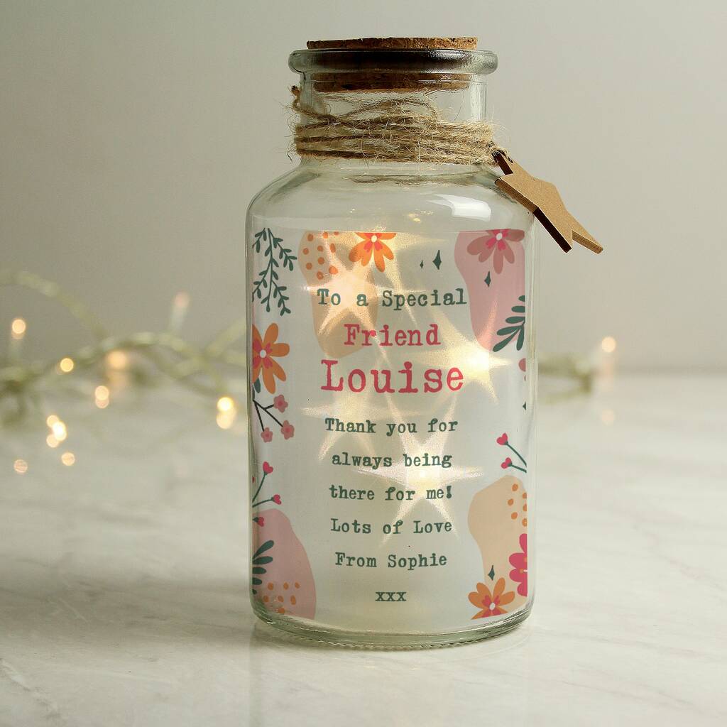 Personalised Floral LED Light Glass Jar By The Orchard ...