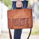 Leather Satchel With Front Pocket And Handle By Vida Vida ...