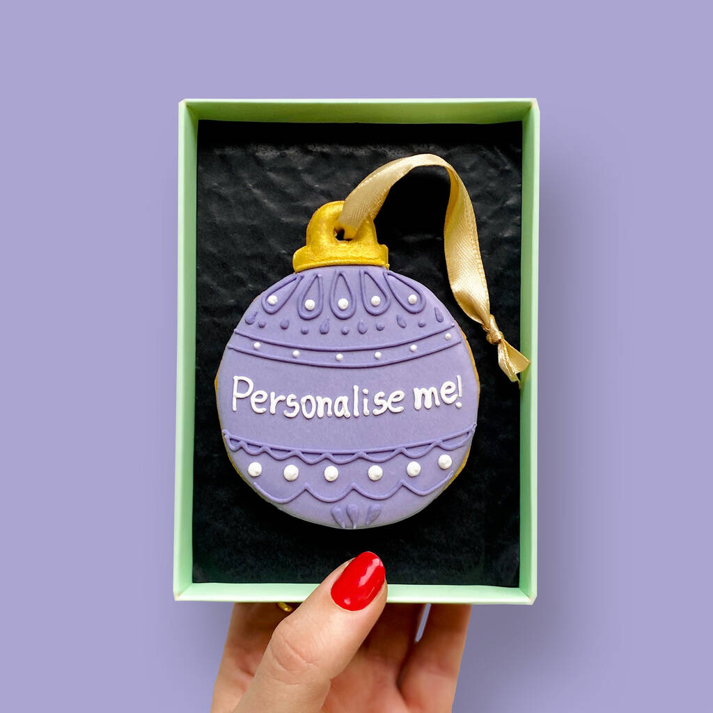 Personalised Purple Bauble Letterbox Cookie By Baked by Steph ...
