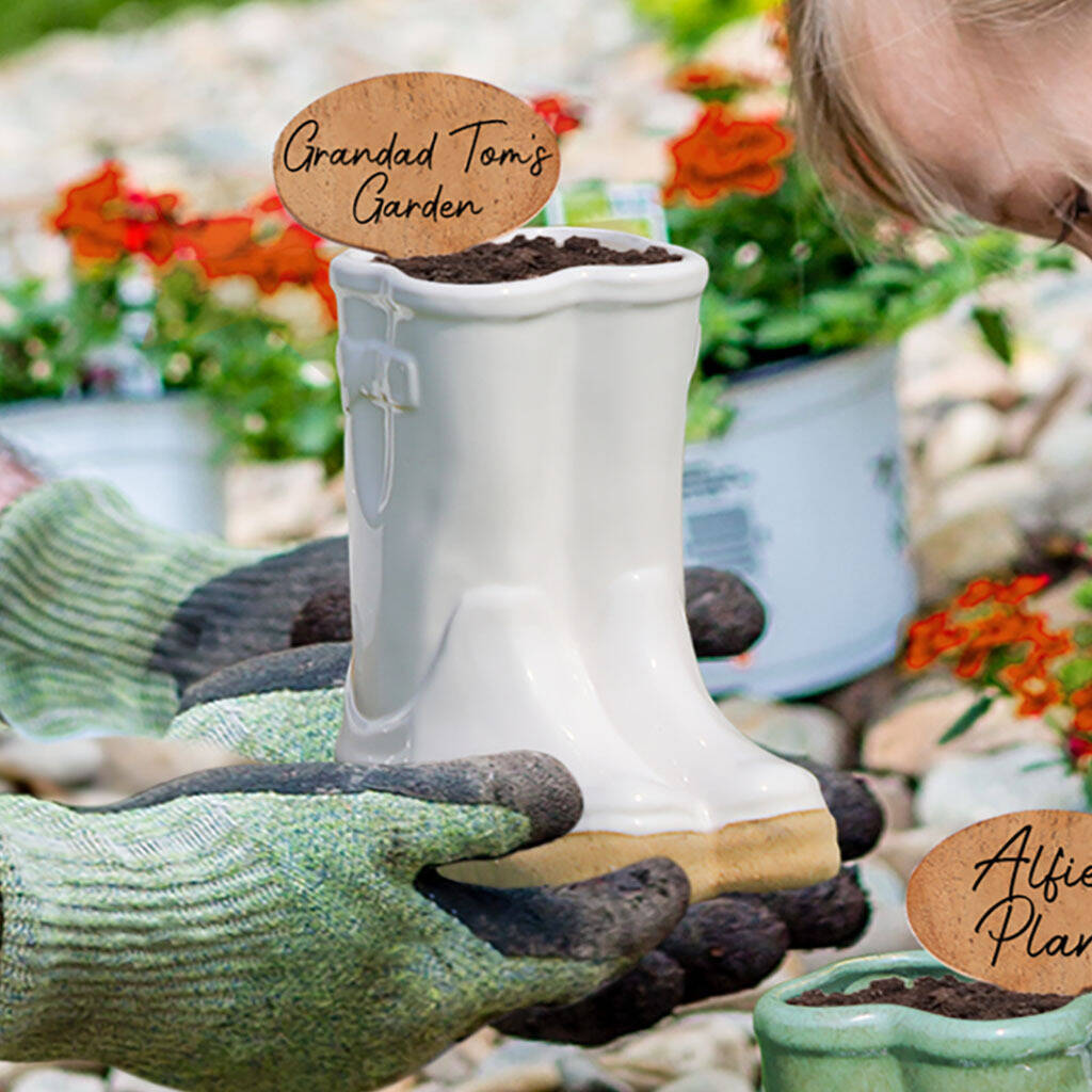 Personalised Mini Welly Boot Garden Planters By Dibor ...