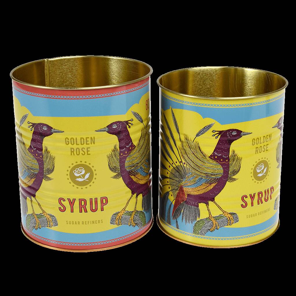 Set Of Two Golden Rose Syrup Storage Tins By Heliotique