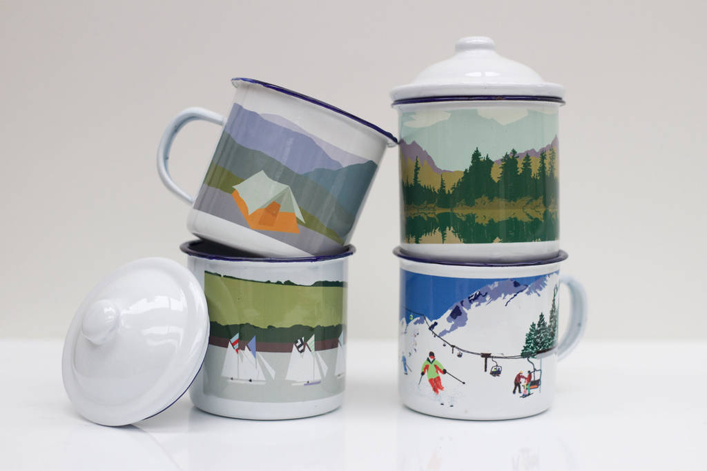 enamel mug with ski design by rolfe & wills | notonthehighstreet.com