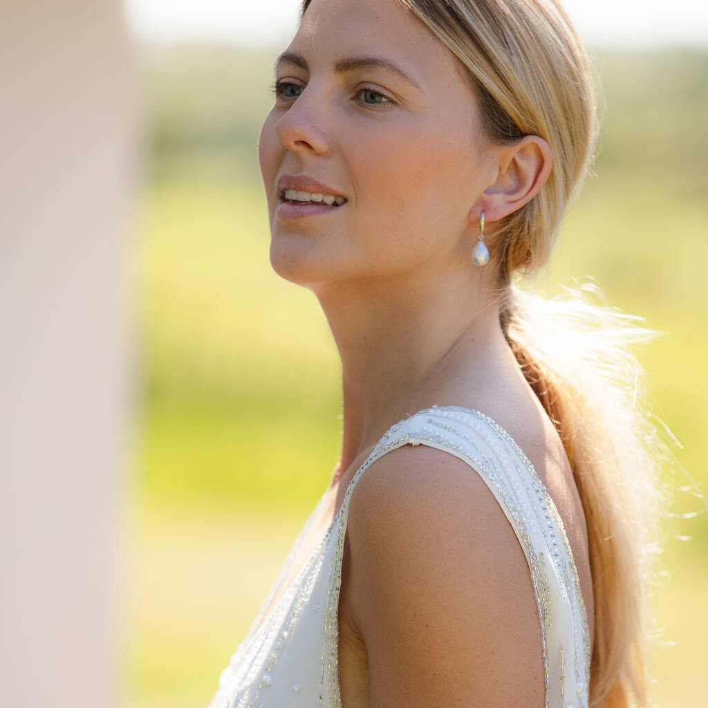 Pear Shaped Baroque Pearl Sterling Silver Hook Earrings By Very Beryl