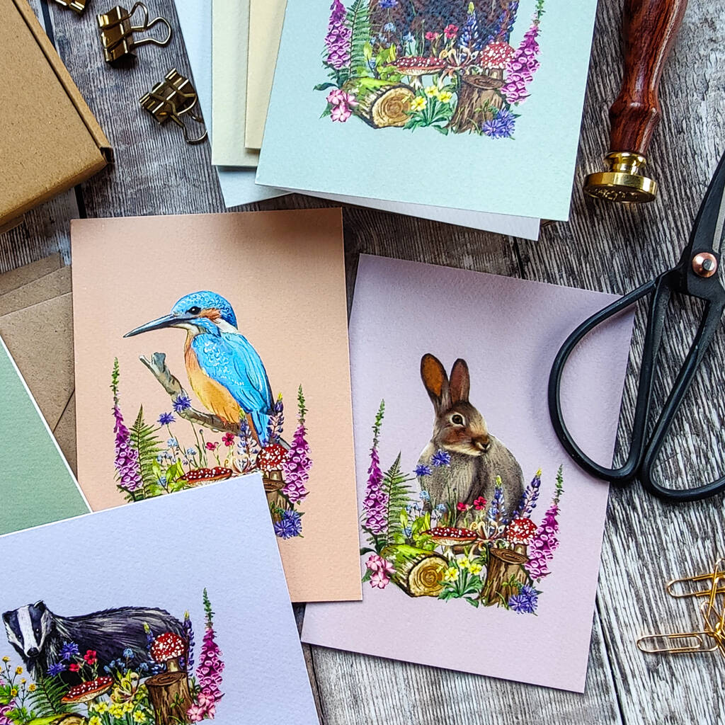Set Of Eight Woodland Animal Notecards And Envelopes By Paper Willow ...