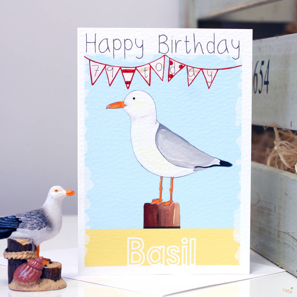 personalised seagull age birthday card by liza j design ...