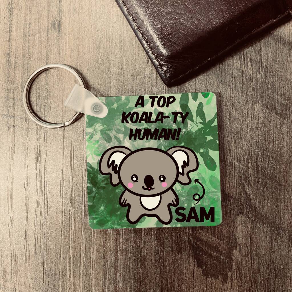 Personalised A Top Koala Ty Human Keyring By The Card Wala Co ...