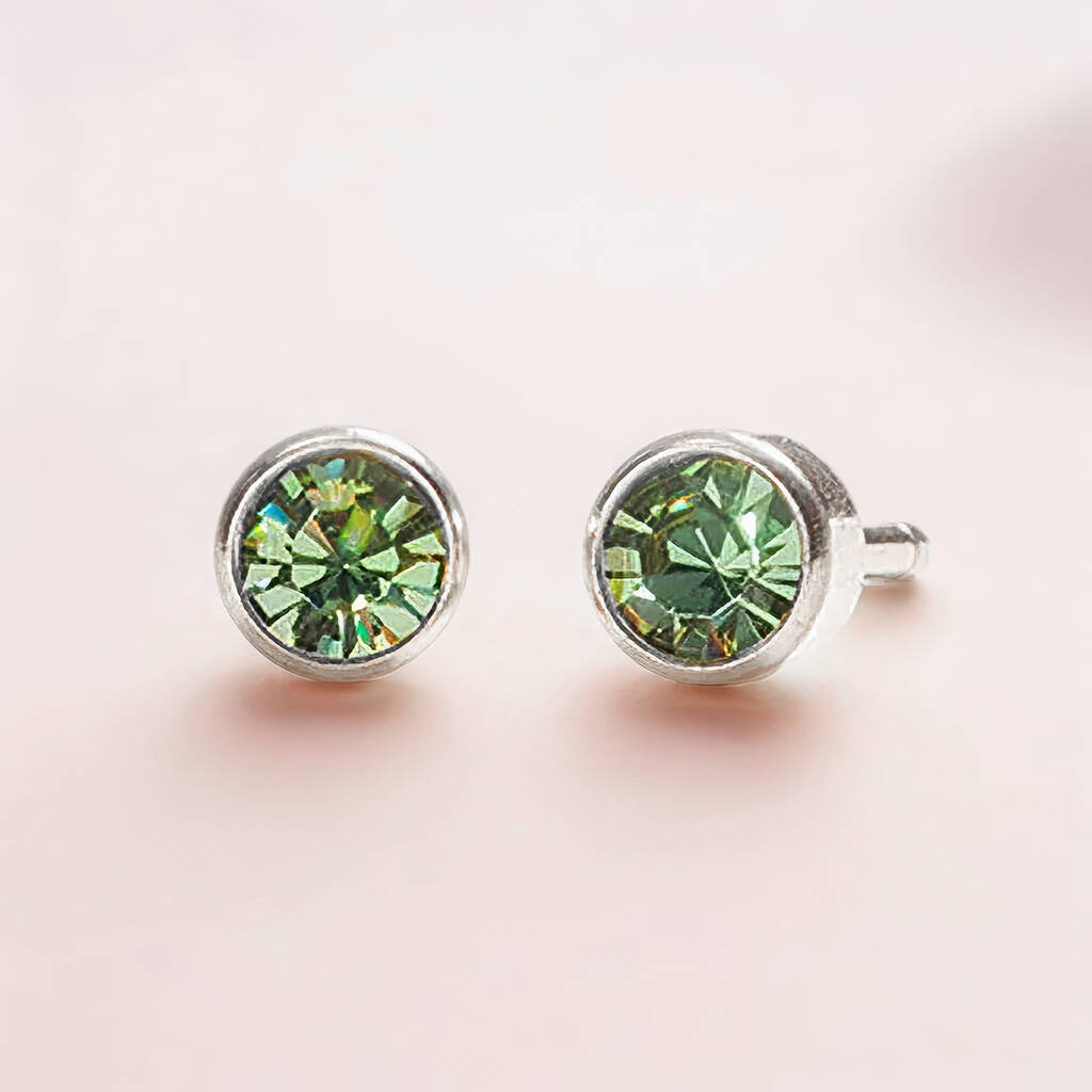 Sterling Silver August Birthstone Stud Earrings By Songs of Ink and Steel