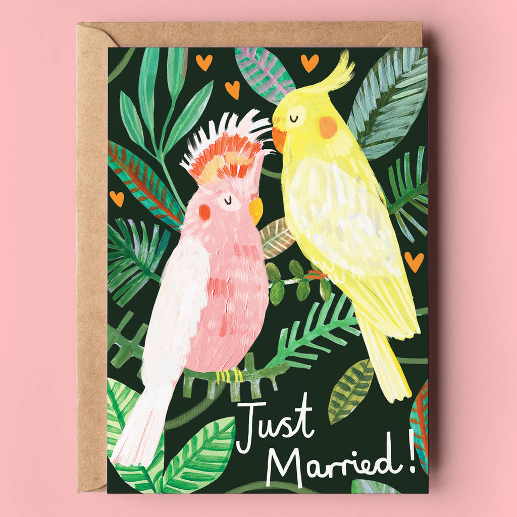 Just Married Tropical Birds Card By Darcie Olley