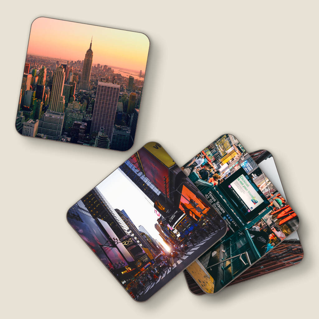 Set Of Four Personalised Photo Drink Coasters By Joyful Joyful ...