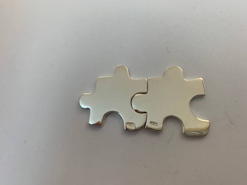 Personalised Couples Silver Jigsaw Puzzle Keyring By Tales From The Earth
