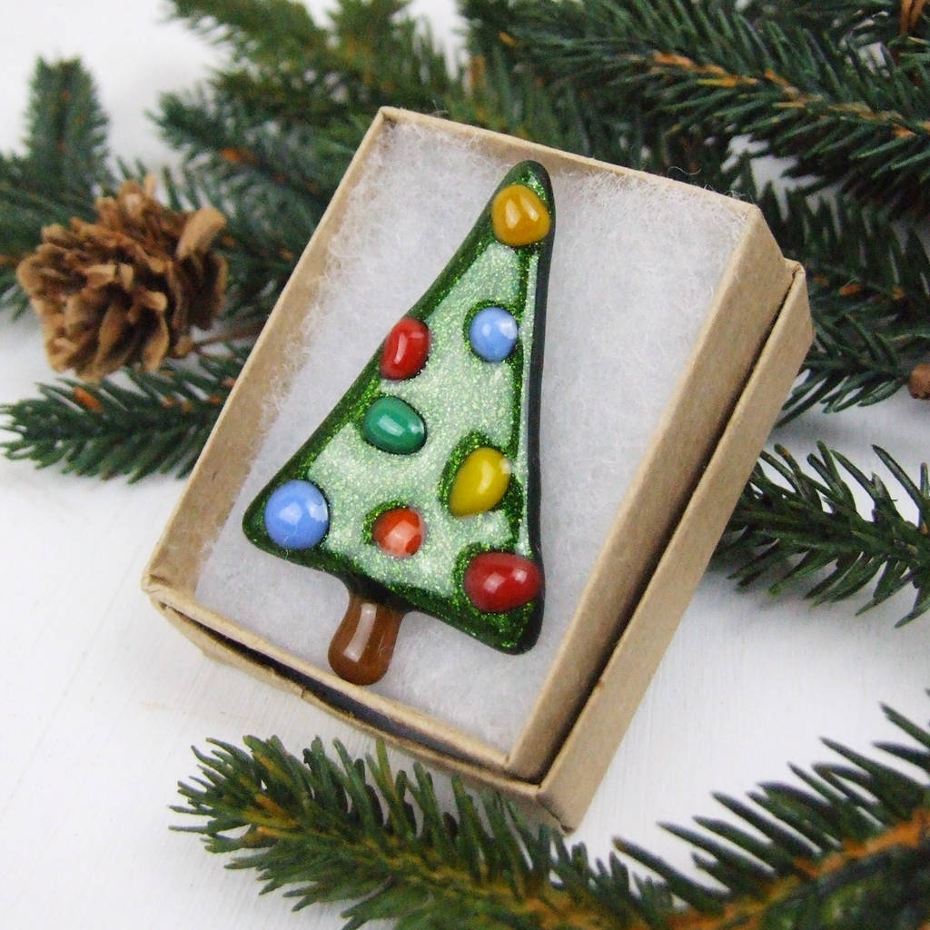 handmade glass christmas tree brooch by jessica irena smith glass ...