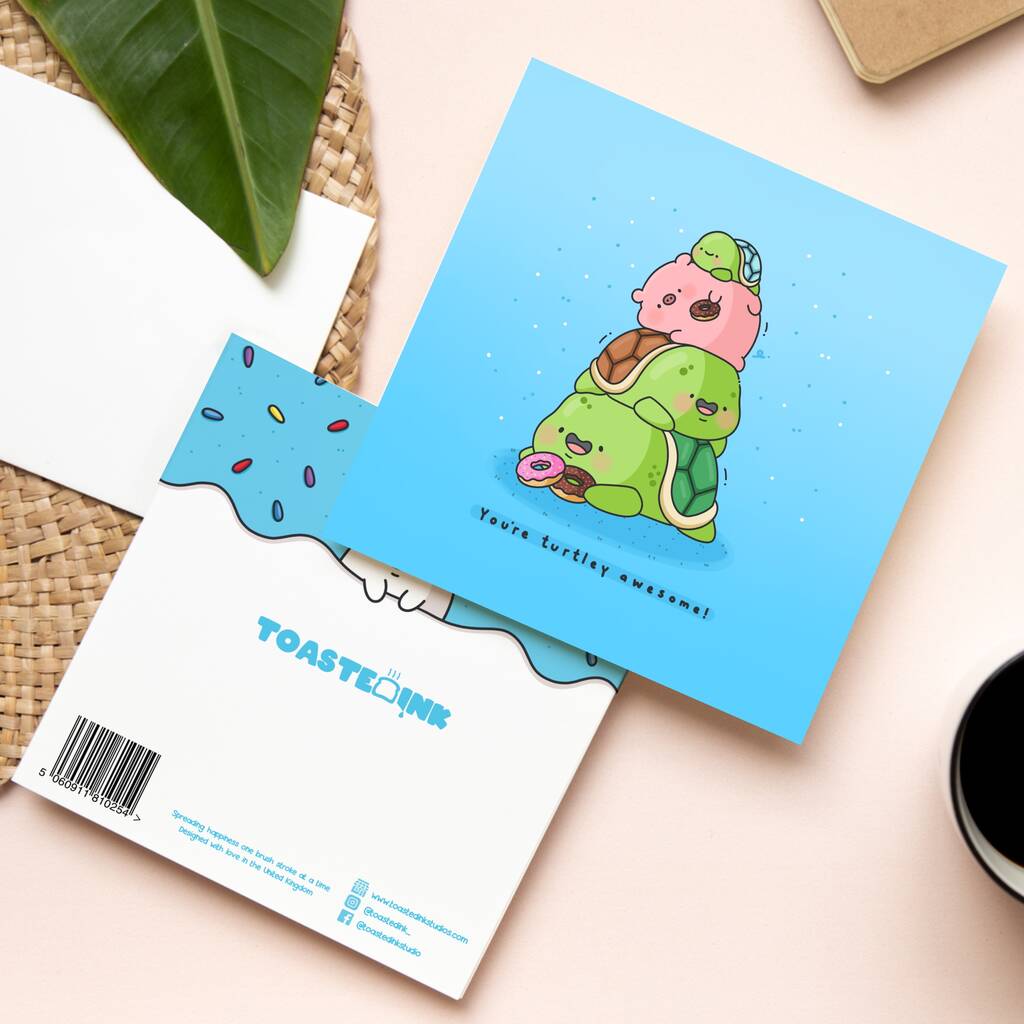 Cute Turtle Greetings Card By Toastedink