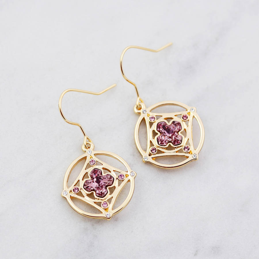 greek cross drop earrings made with swarovski crystals by j&s jewellery ...