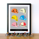 Cycling Caps Art Print By Gumo | notonthehighstreet.com